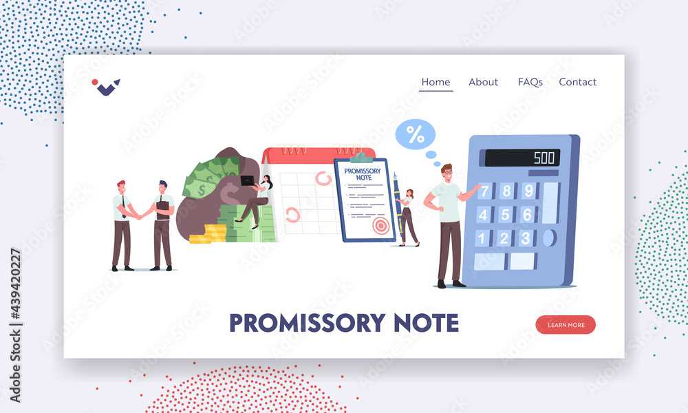 Promissory Note, Simple Loan Agreement Landing Page Template. Tiny ...