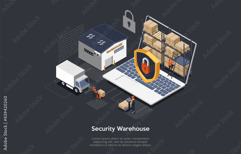 Vector Illustration. Security Warehouse, Safe Products Storage Keeping ...