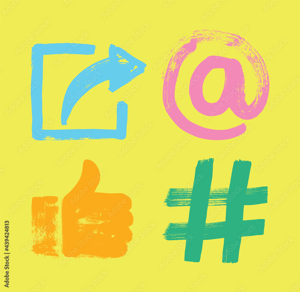 Four Social Media Symbols Stock Photo | Adobe Stock