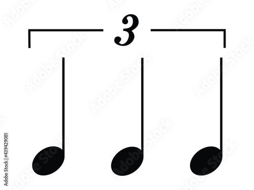 Black music symbol of Tuplet - triplets Stock Vector | Adobe Stock