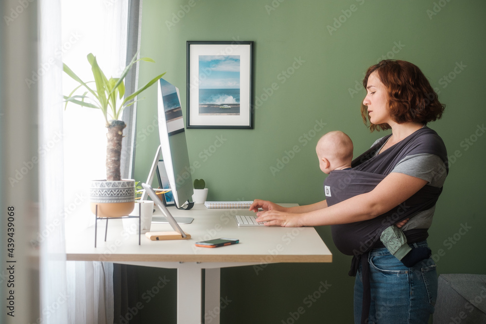 Mother Working From Home Stock Photo | Adobe Stock