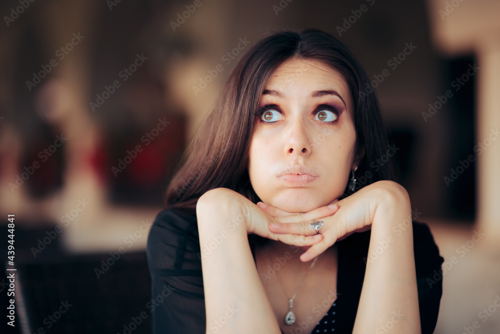 Worried Woman Looking Up Feeling Concerned and Stressed Out Stock Photo ...