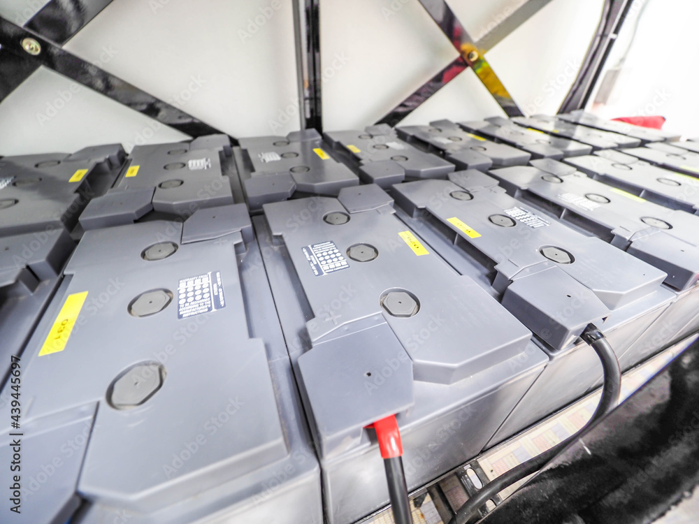 Battery room in power plant for back up emergency case Stock Photo ...