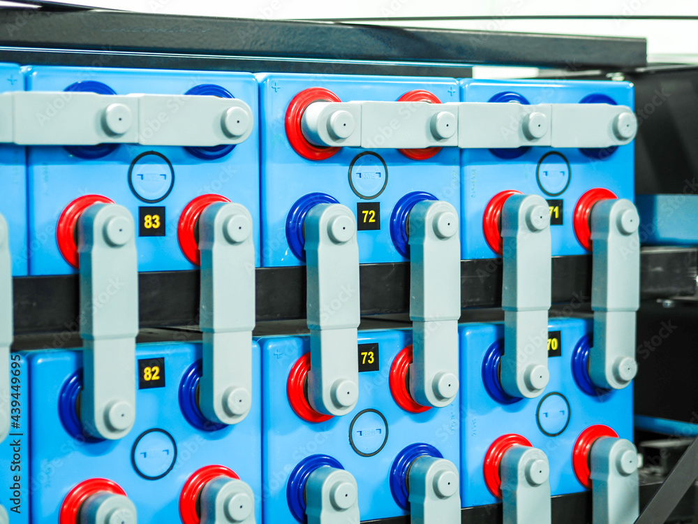 Battery room in power plant for back up emergency case Stock Photo ...