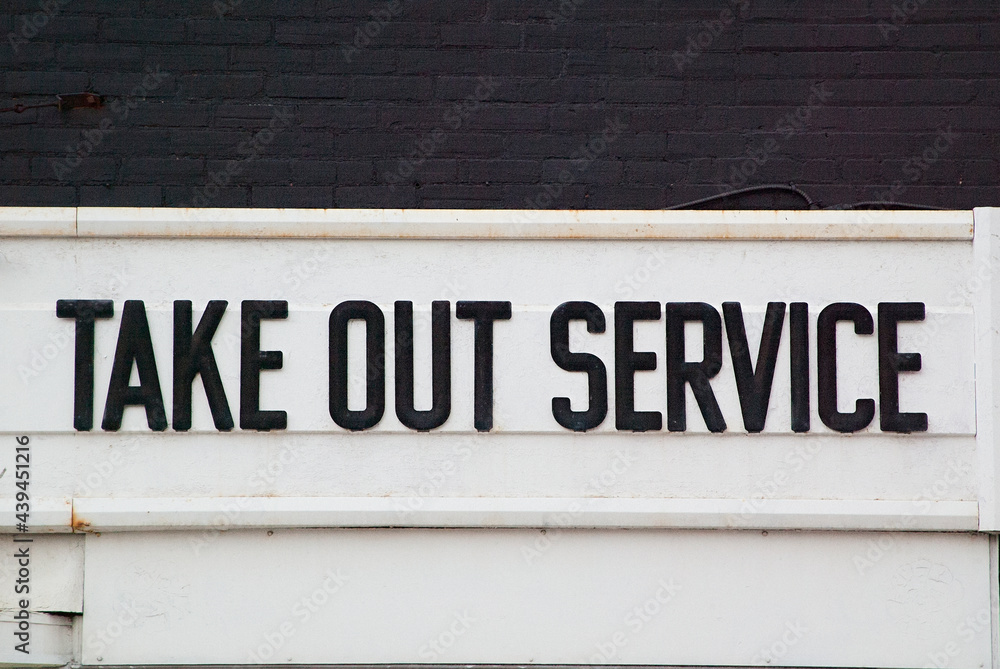Take Out Sign Stock Photo | Adobe Stock