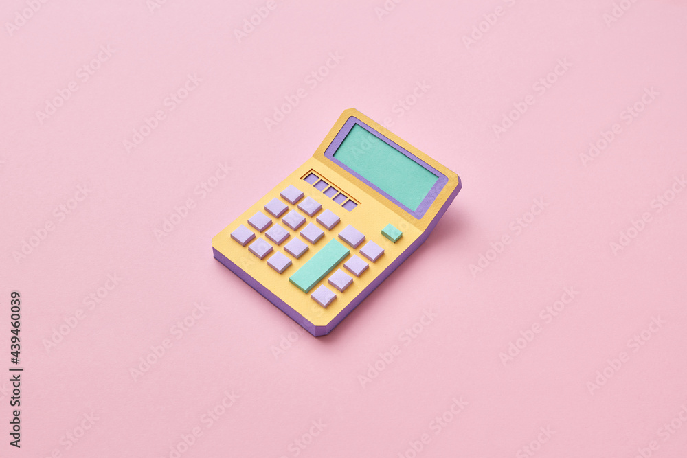Handmade calculator made from color paper. Stock Photo | Adobe Stock
