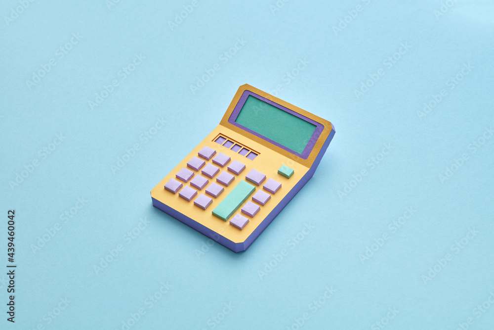 Papercraft old-fashioned colorful calculator. Stock Photo | Adobe Stock