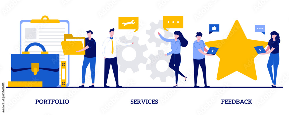 Portfolio, services, feedback concept with tiny people. Candidate CV ...