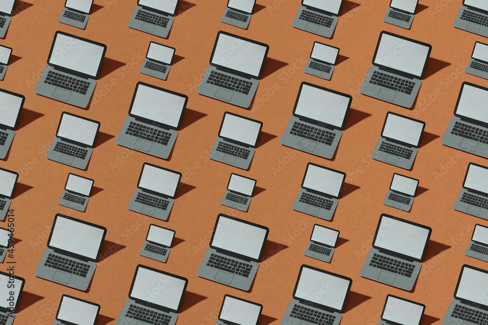 Minimalist style background including laptop computer Stock Photo ...