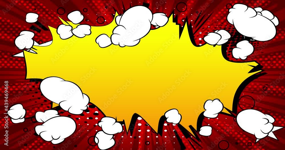 Vídeo do Stock: 4k animated Ring Ring text on comic book background ...