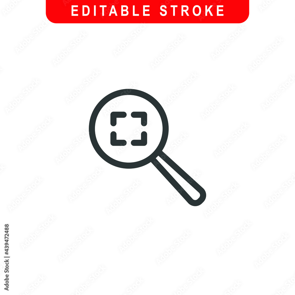 Full Screan Zoom Outline Icon. Magnifying glass Line Art Logo. Vector ...