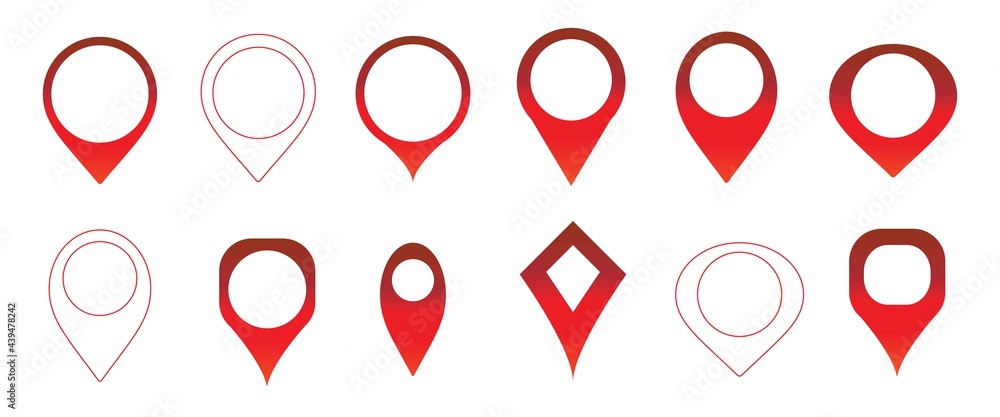 Simple Map Pin. Map Marker Pointer Icon Set. Modern Map markers. Location Pinner Sign. Map Pin ...