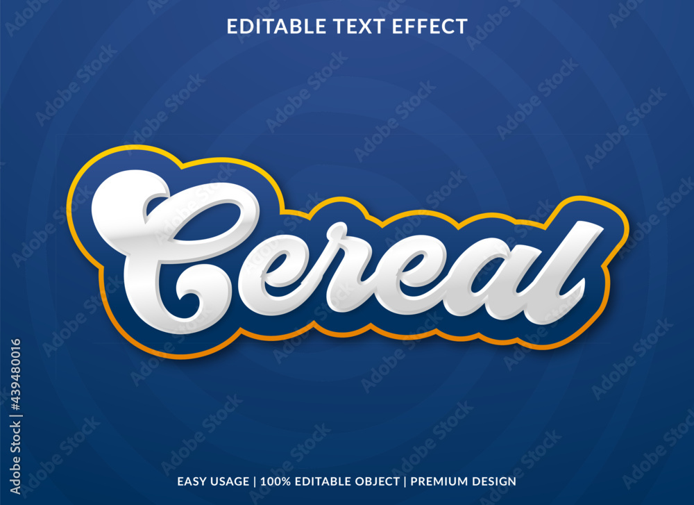 cereal text effect template design with abstract and bold style use for ...