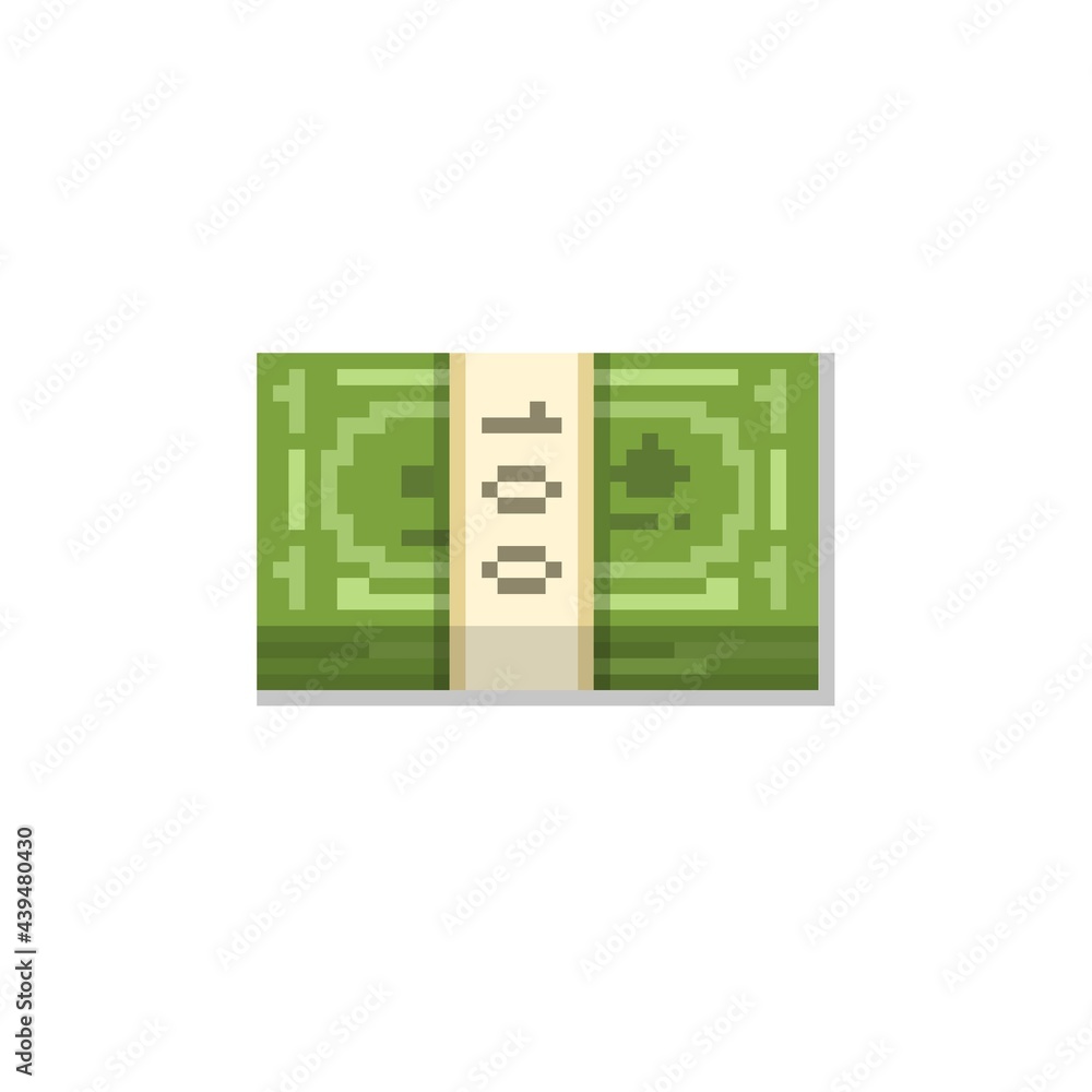 Money bank notes pixel art wad concept retro gaming icon Stock ...