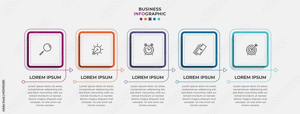 Vector Infographic design business template with icons and 5 options or ...