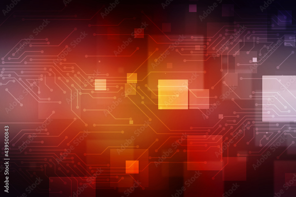 Circuit Board Technology Tree Pattern Concept Vector Background. Blue ...