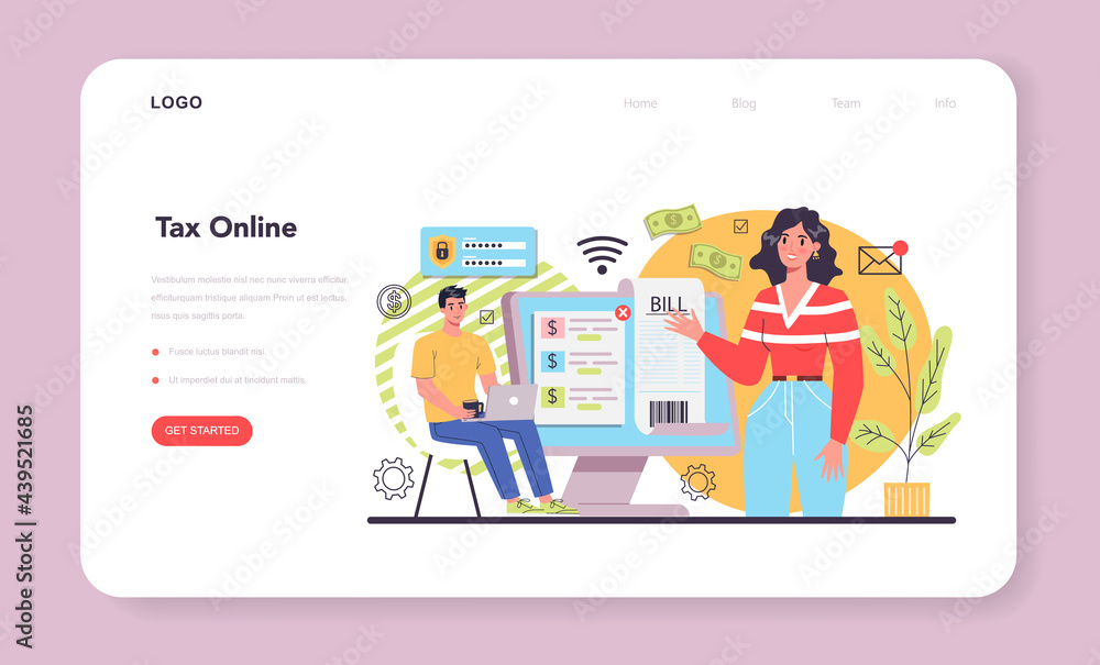 Online taxes payment web banner or landing page set. Idea of business ...