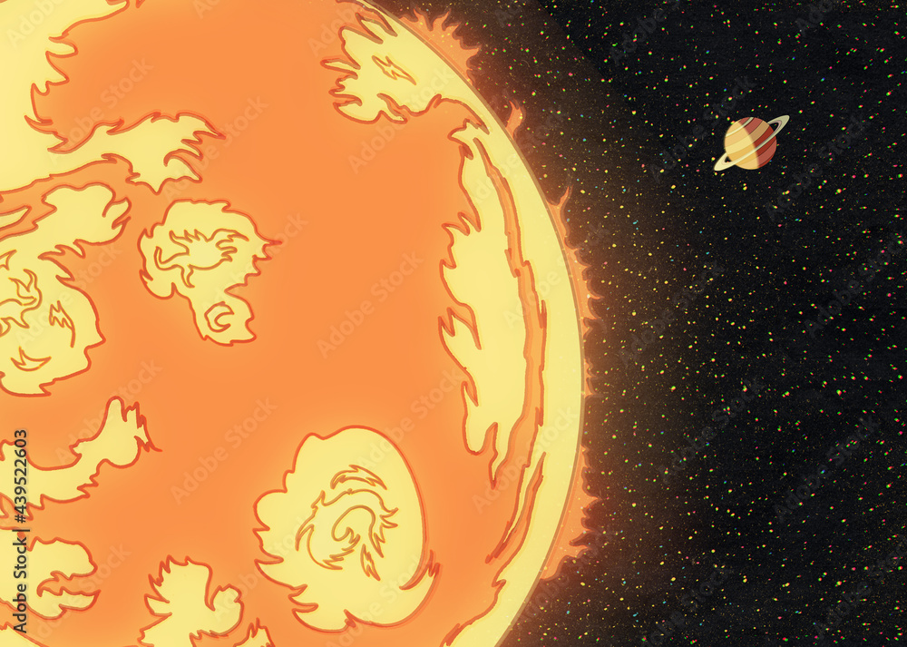Sun And Saturn Illustration Stock Photo | Adobe Stock
