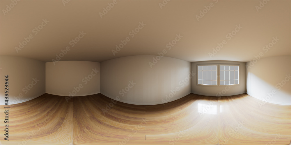 HDRI Environment Map. Empty White Room with Wood Floor. Window ...