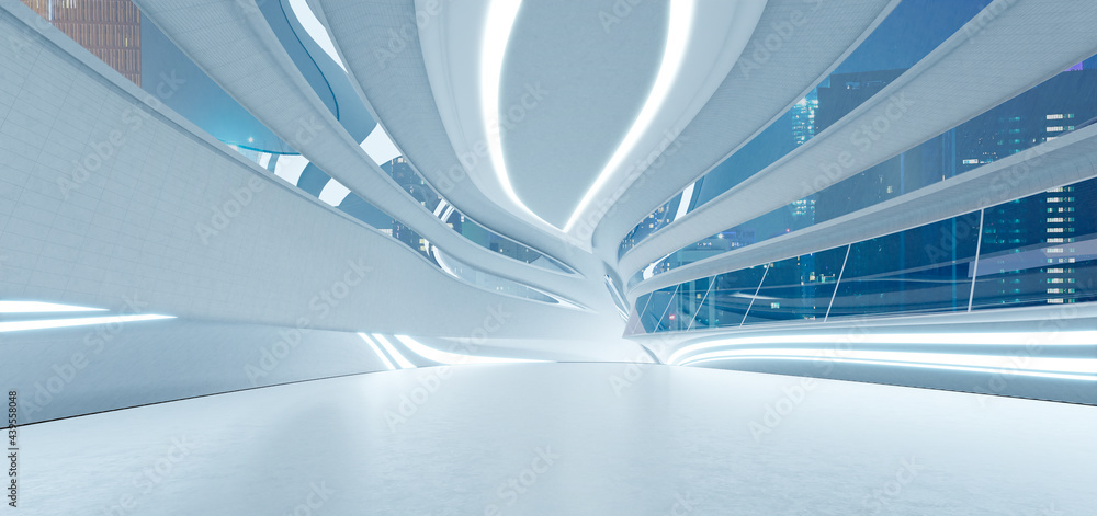 Futuristic streamlined interior space design Stock Illustration | Adobe ...