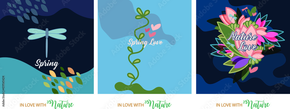 In love with Nature. Vector drawing elements to support Earth and ...