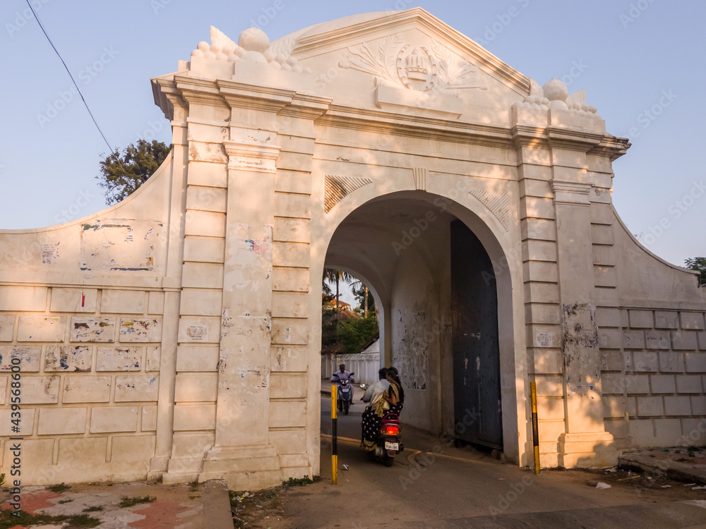 The historic ancient town gate leading to the old town in the former ...