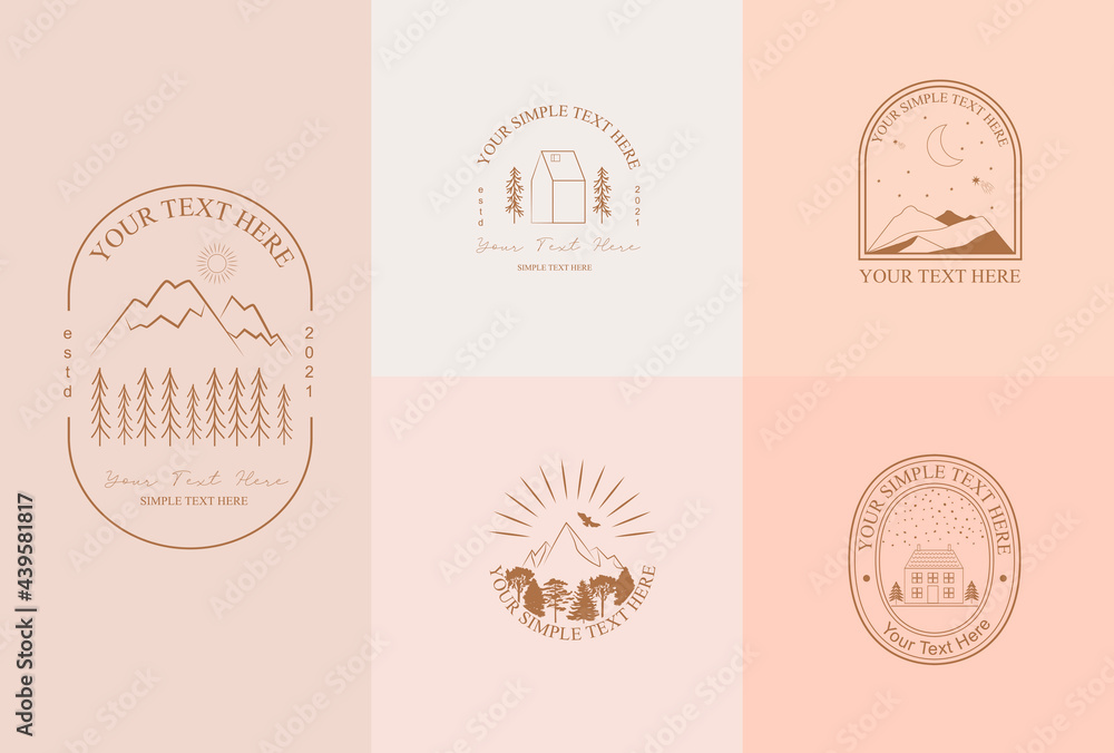 Collection of Modern, Outdoorsy, Earthy linear logos, symbols, icons ...