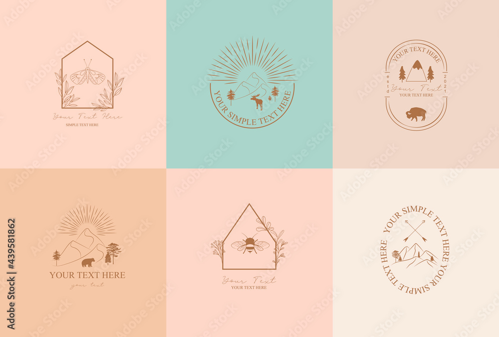 Collection of Modern, Outdoorsy, Earthy linear logos, symbols, icons ...