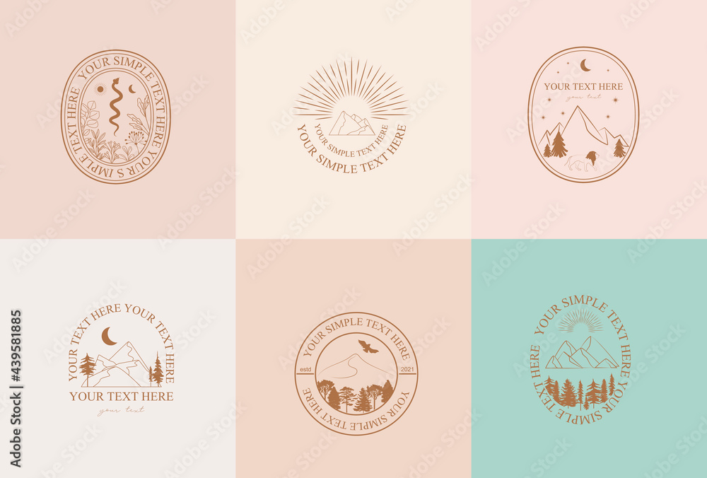 Collection of Modern, Outdoorsy, Earthy linear logos, symbols, icons ...