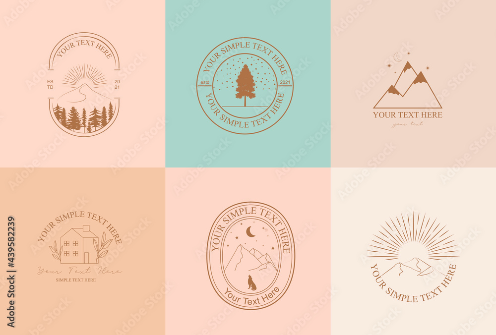Collection of Modern, Outdoorsy, Earthy linear logos, symbols, icons ...