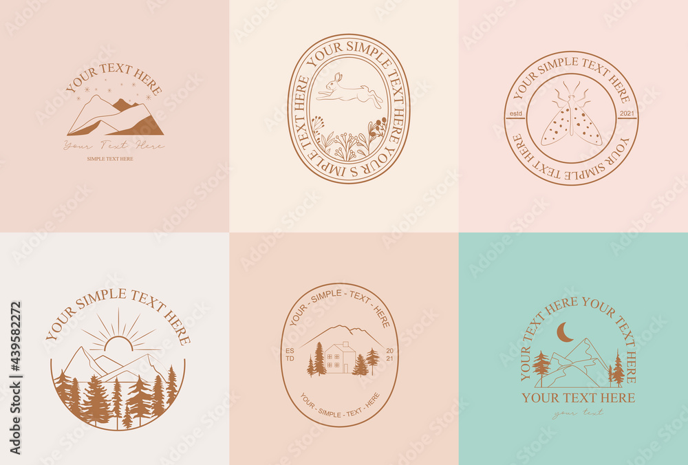 Collection of Modern, Outdoorsy, Earthy linear logos, symbols, icons ...