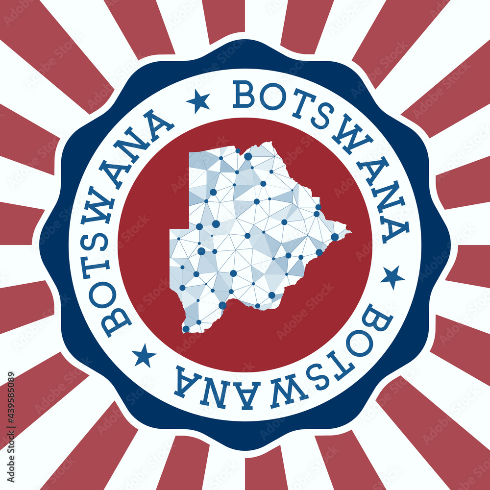 Botswana Badge. Round logo of country with triangular mesh map and ...