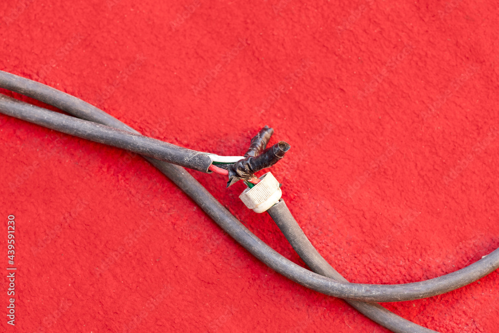 Risk: Electric danger risk, cable danger Stock Photo | Adobe Stock