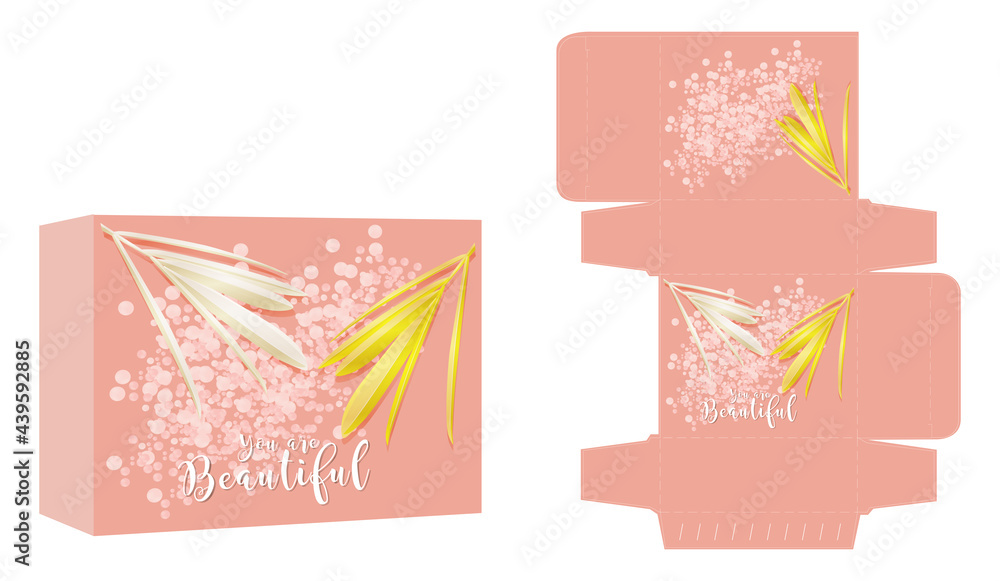 Packaging design, pink luxury box template and mockup box, illustration ...