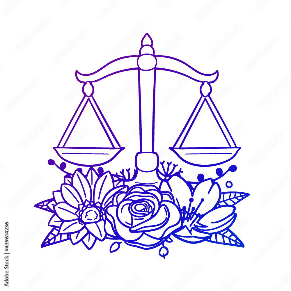 Balance Rose Flower with Vintage Justice Design. Scale Floral frame ...