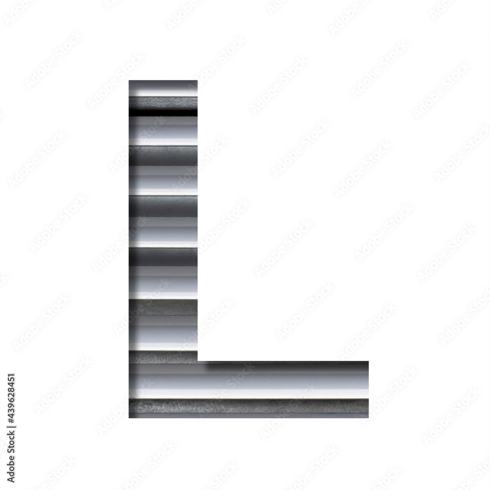 Industrial font. The letter L cut out of paper on the background of ...