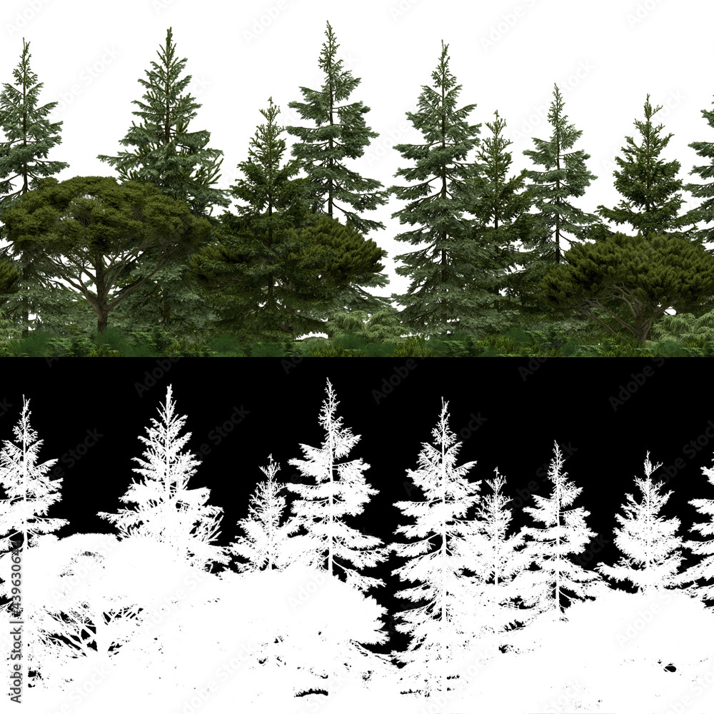 3D Render of Horizon Pine Trees Line in 4K available for loop. Tileable ...