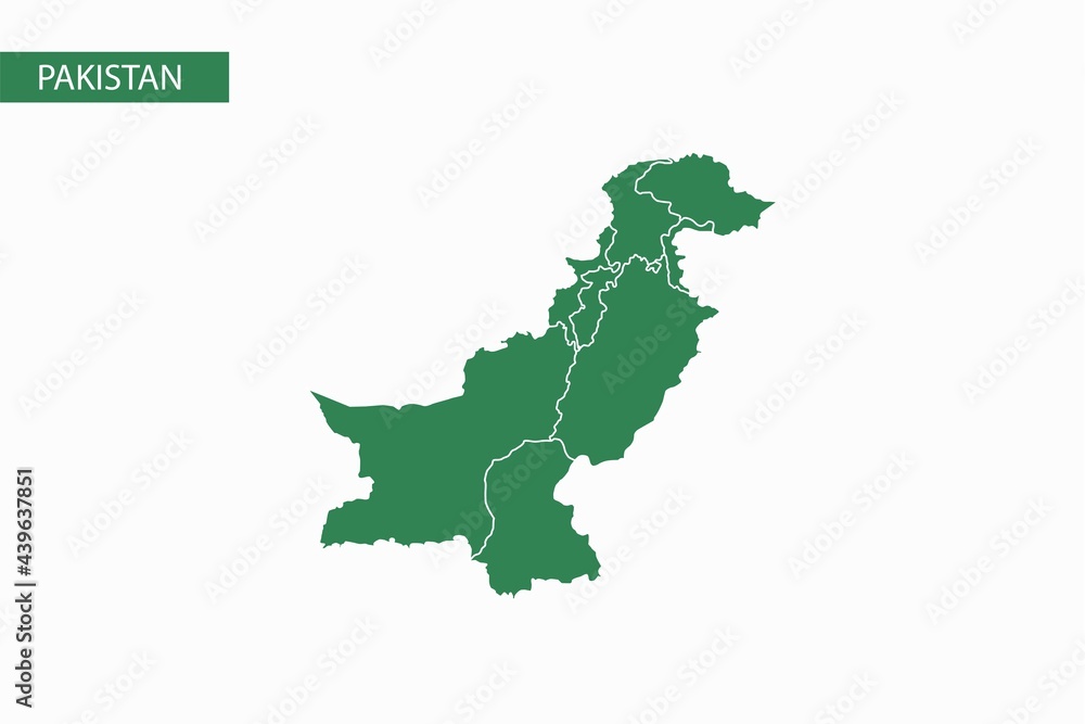 Pakistan green map detailed vector. Stock Vector | Adobe Stock