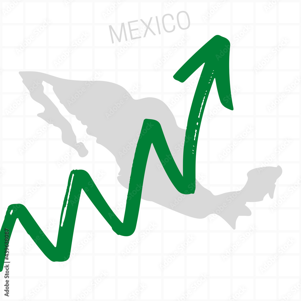 Mexico map with rising arrow showing economic growth. Nation economy ...