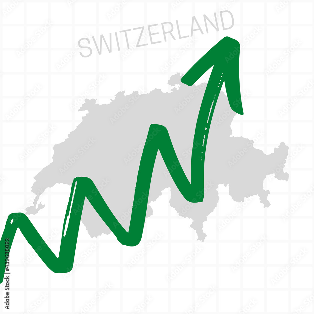 Switzerland map with rising arrow showing economic growth. Nation ...