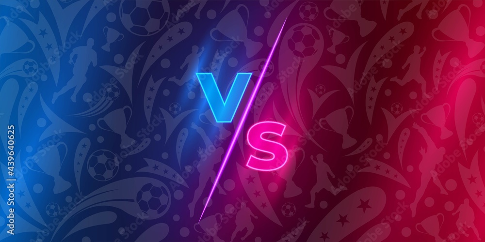 Versus on Soccer football pattern Background. VS screen vector blue and ...
