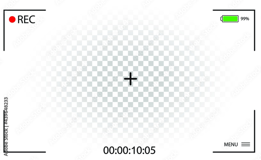Camera viewfinder rec background vector. Video screen on transparent ...
