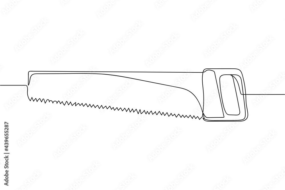 Continuous one line of saw for sawing boards plywood in silhouette on a ...