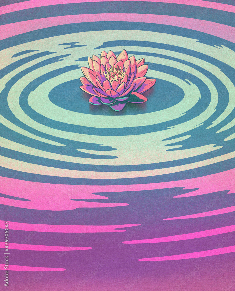 Lotus Flower And Water Ripples Stock Photo | Adobe Stock