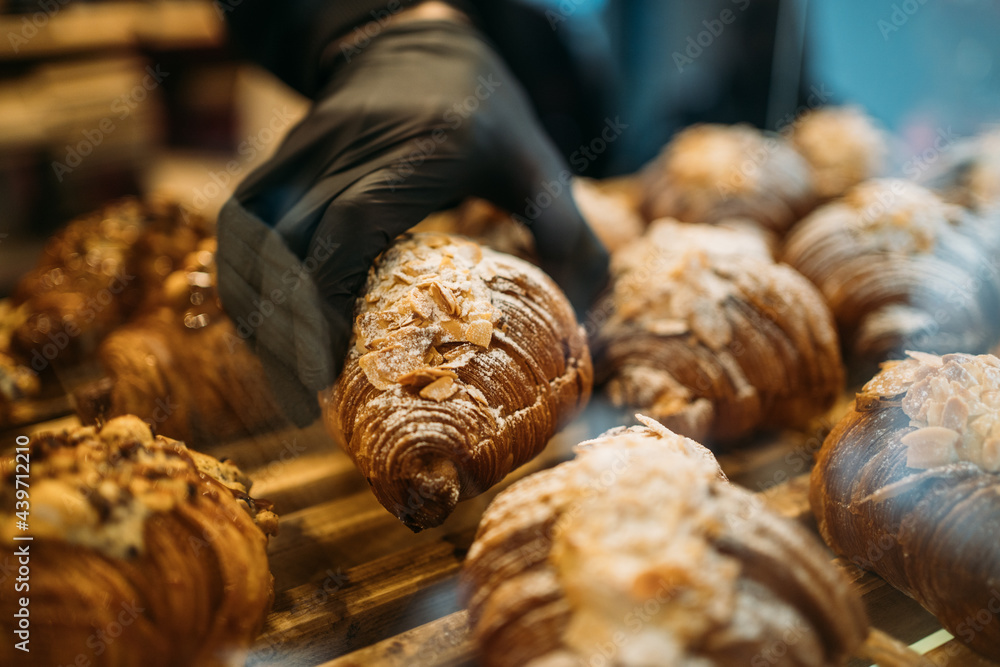 Croissants in a bakery Stock Photo | Adobe Stock