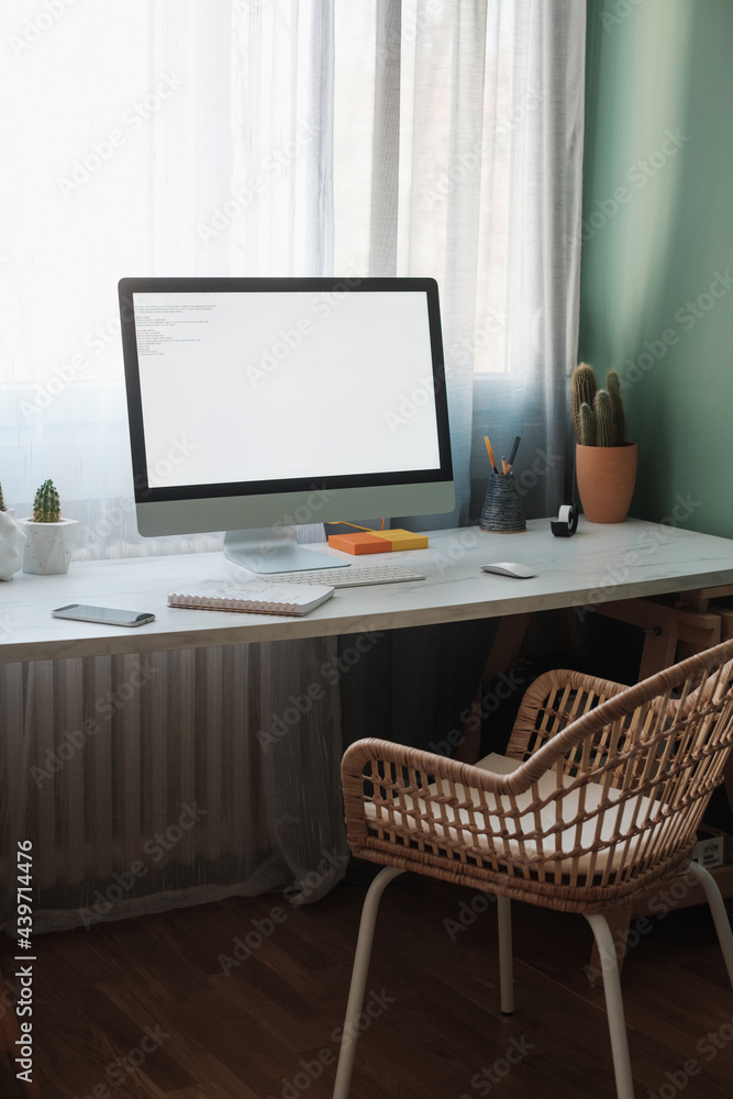 Desk And Empty Chair In The Home Office Stock Photo | Adobe Stock