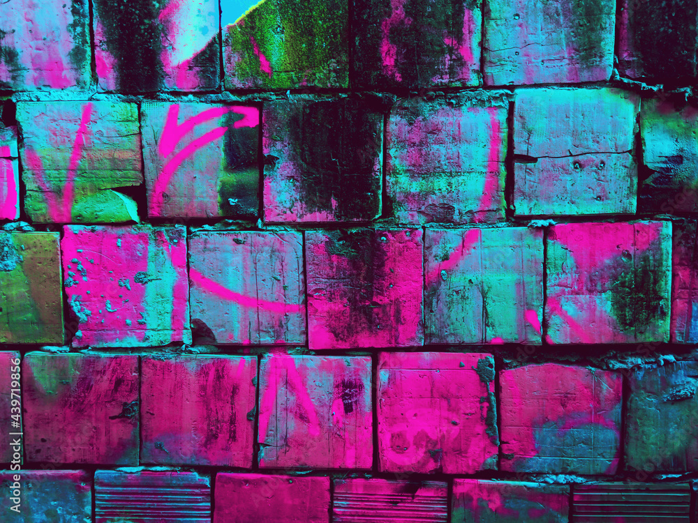 Dark concrete blocks with vibrant colors background / texture Stock ...