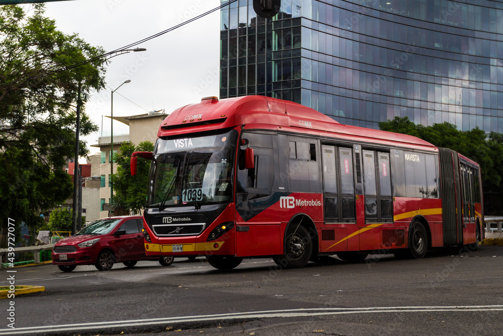 Mexico City, México. June 14th, 2021- Metrobús public transport service ...