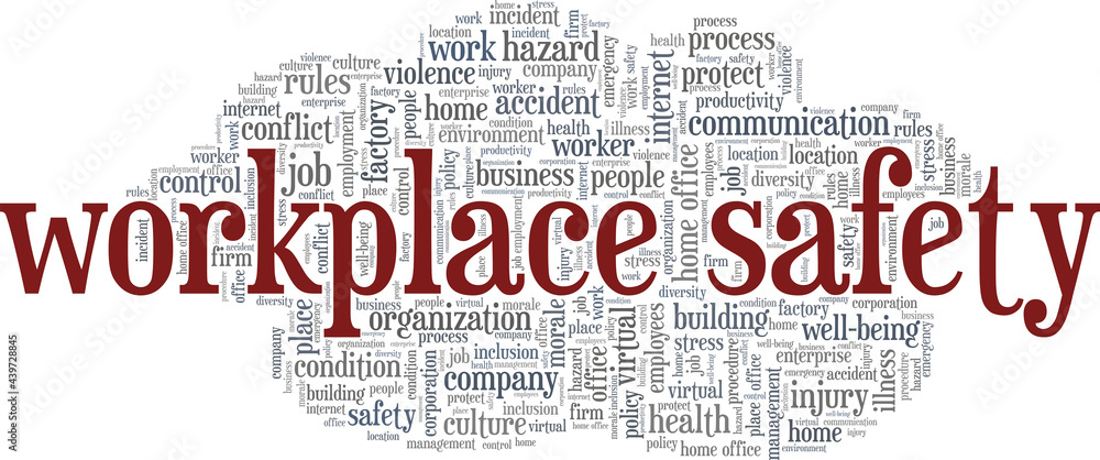 Workplace safety vector illustration word cloud isolated on a white ...