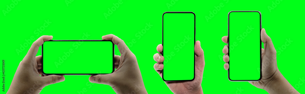 Smartphone similar to iphone 12 with green screen for Infographic ...